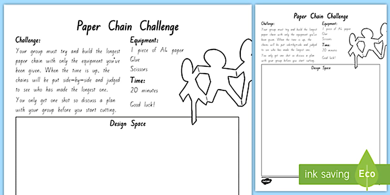 STEAM Paper Chain Challenge Worksheet (teacher made)
