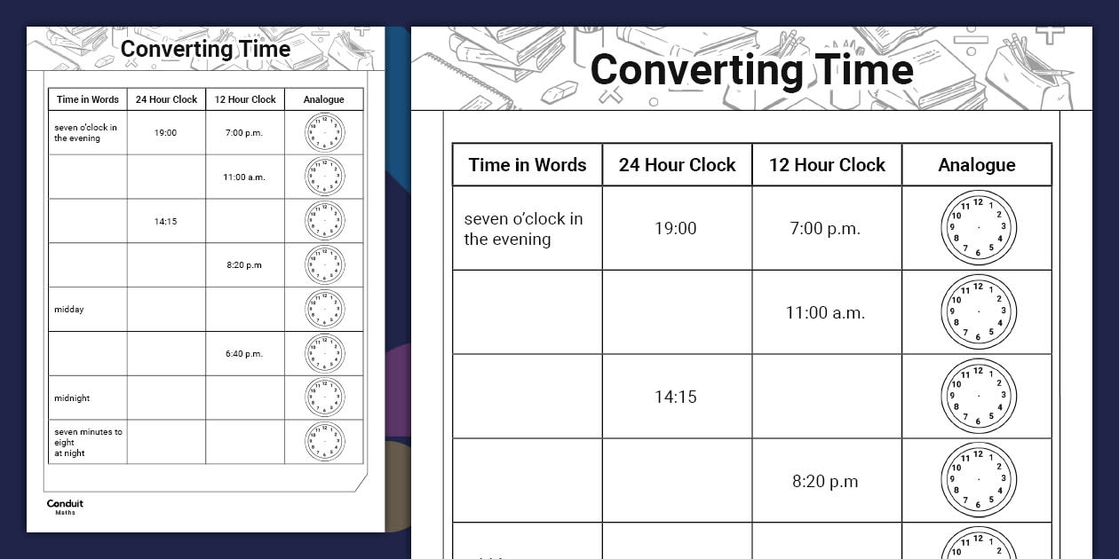 Reinforcing Time: Converting Between 12 and 24 Hour Activity Reinforcing Time: Converting Between 12 and 24 Hour Activity