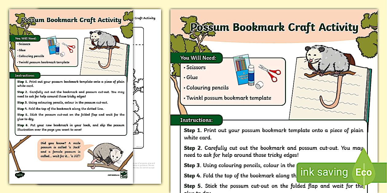 Possum Bookmark Craft Activity | Twinkl Crafts | KS1
