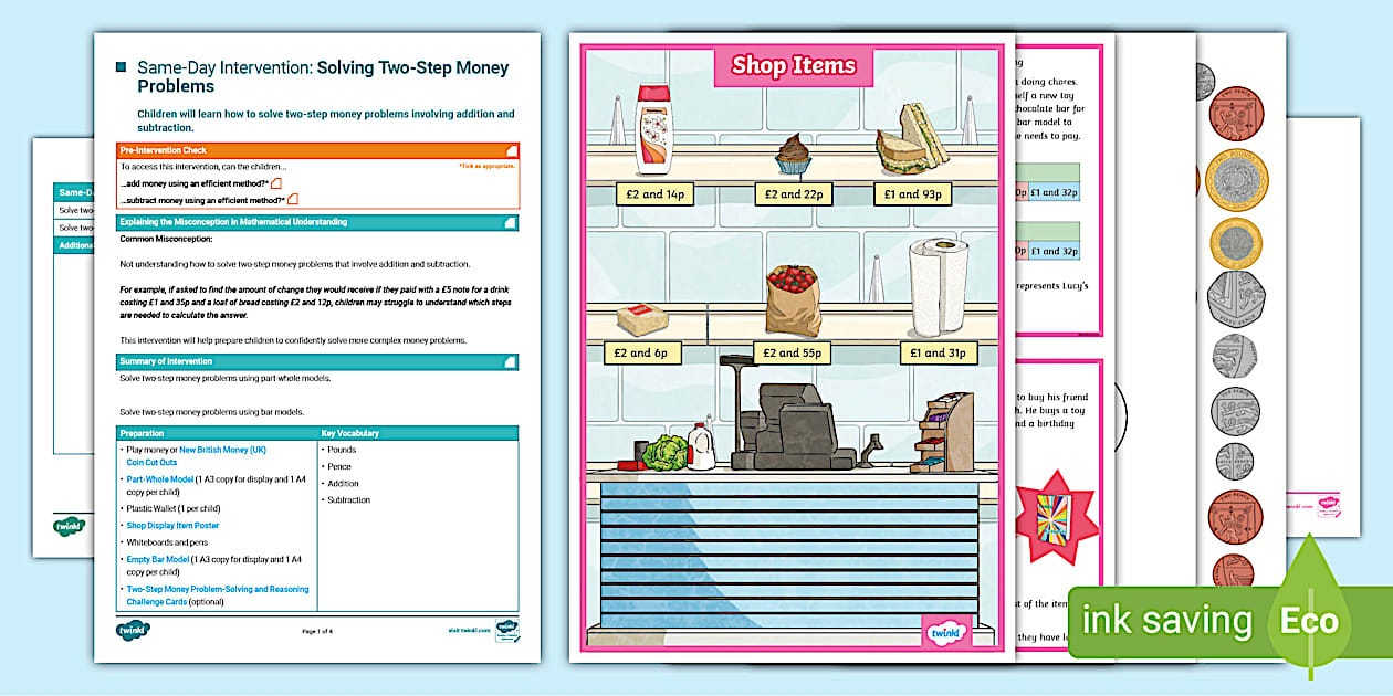 👉 Year 3 Intervention Plan: Solving Two-Step Money Problems