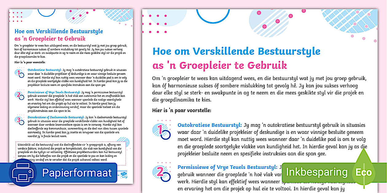 Hoe om Verskillende Bestuurstyle as 'n Groepleier te Gebruik