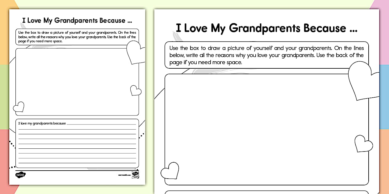 I Love My Grandparents Worksheet (teacher made) - Twinkl
