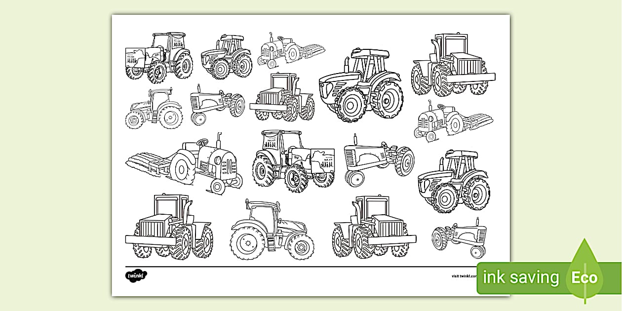 Tractor Colouring Page (teacher made) - Twinkl