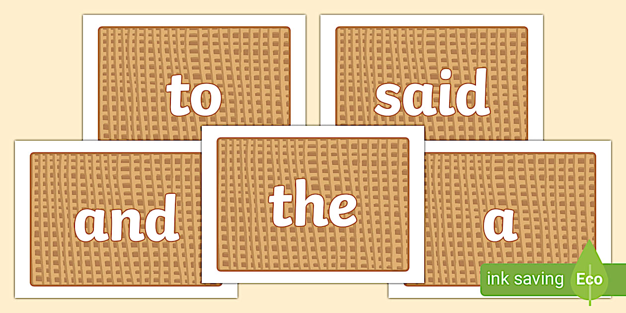 100 High Frequency Words on Hessian-Themed Display Posters