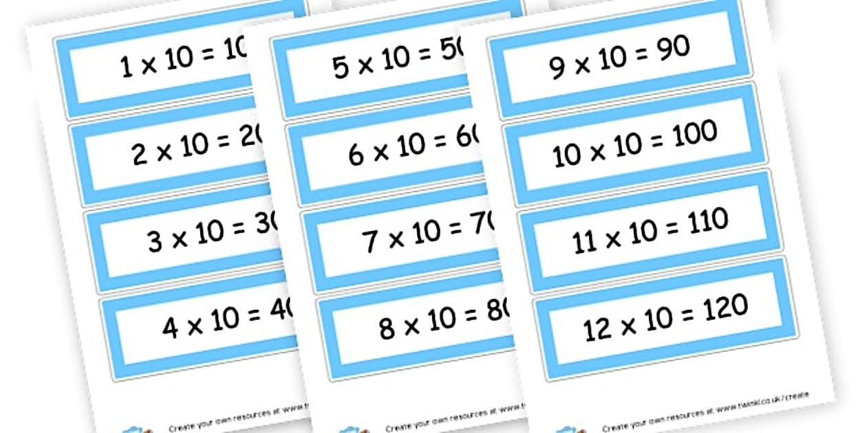 10 x table cards (teacher made) - Twinkl