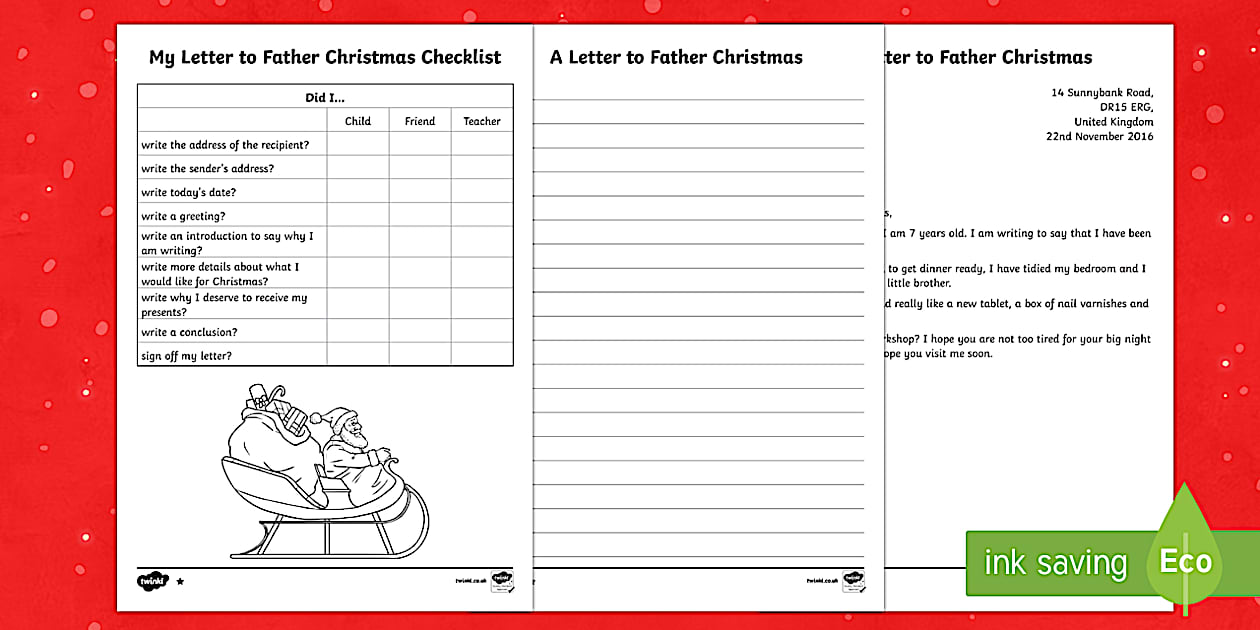Lower Ability KS1 Differentiated Letter to Father Christmas Writing Sample