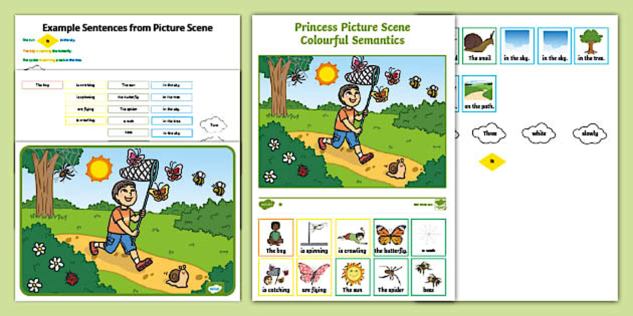 Colourful Semantics Minibeast Picture Scene (teacher made) Colourful Semantics Minibeast Picture Scene (teacher made)