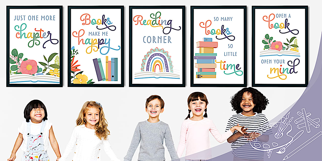 Reading Corner Muted Rainbow Inspirational Posters Pack