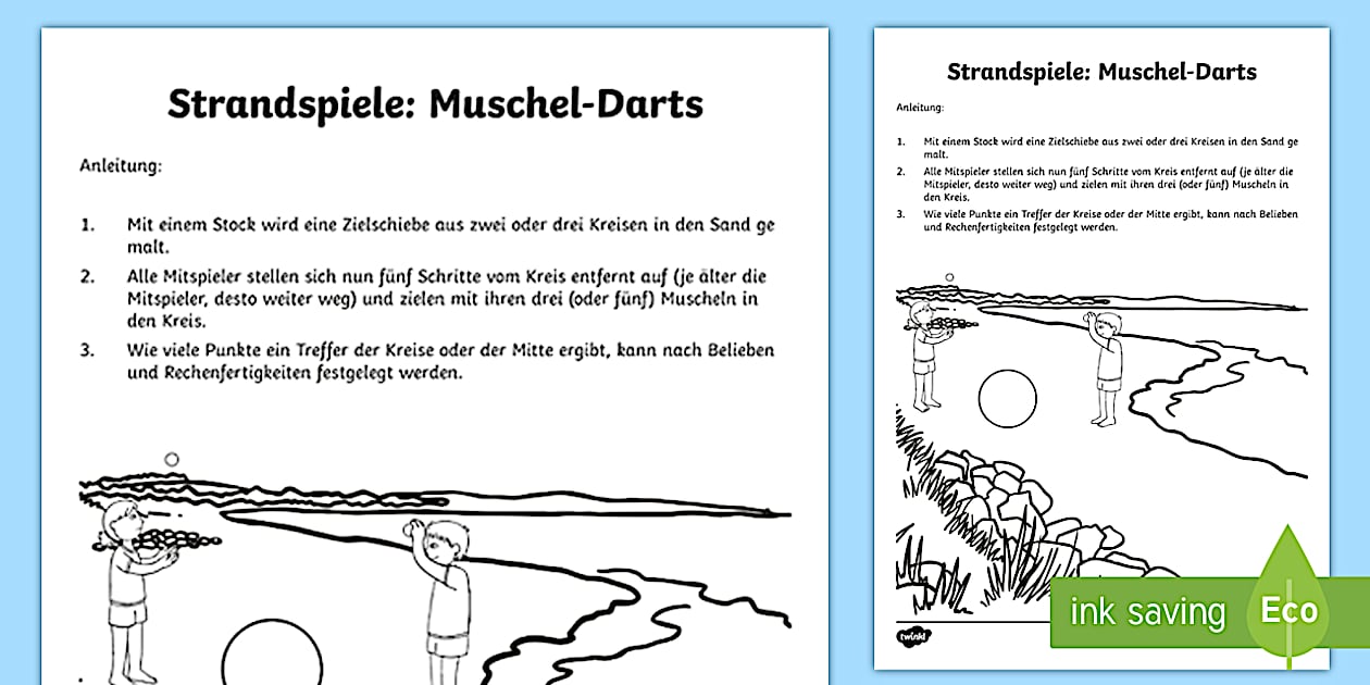 Muschel Darts Strand Spiel - Twinkl