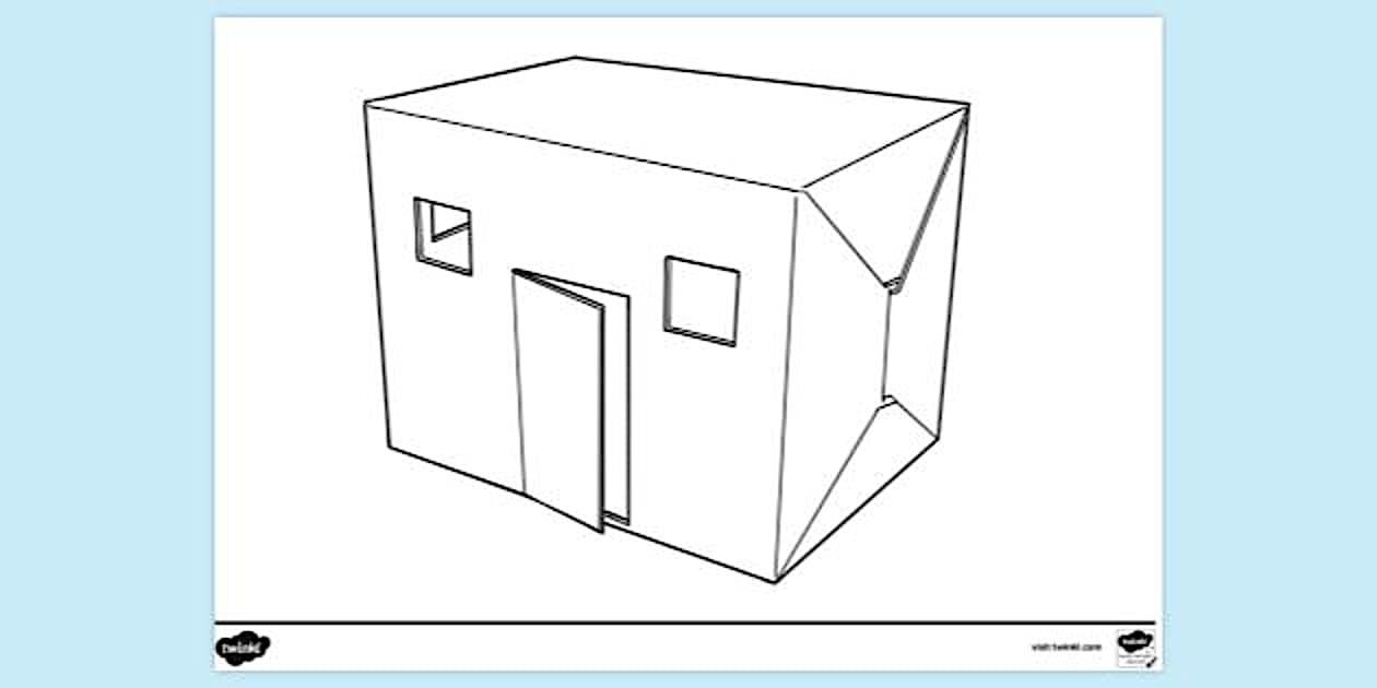 Cardboard House Colouring Page