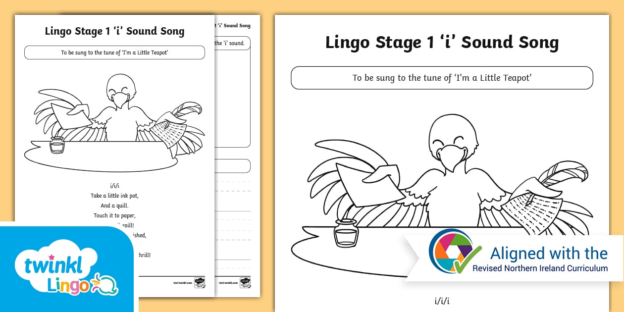 Lingo Stage 1 'i' Sound Song Activity Sheets (teacher made)