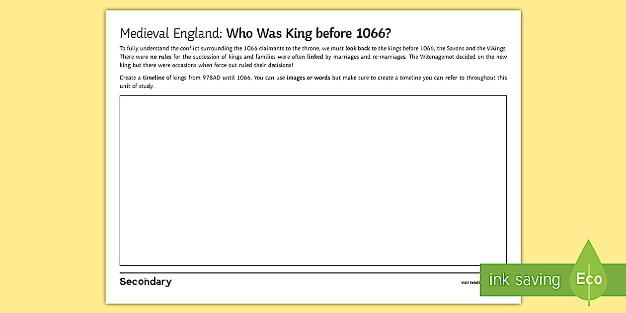 Anglo Saxon Kings Timeline Worksheet / Worksheet - Twinkl