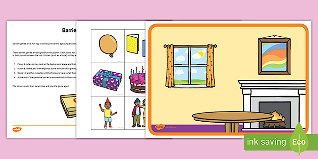 Barrier Games for Oral Language: Birthday Party - Twinkl