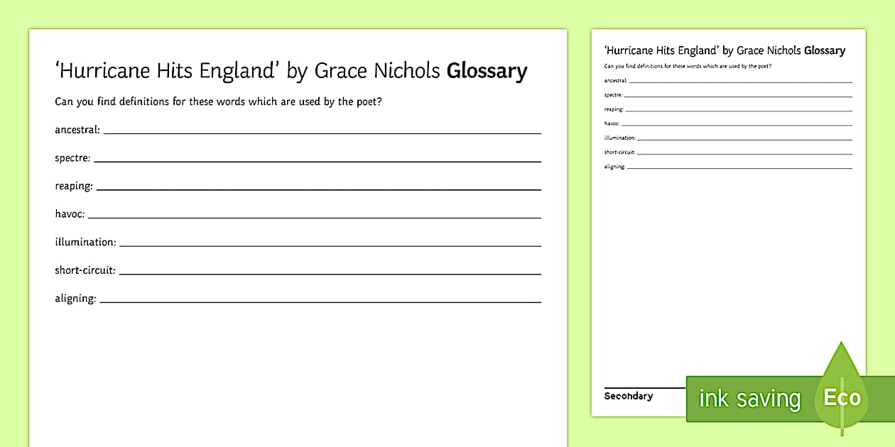 Editable GCSE Poetry Glossary Worksheet to Support Teaching on ...