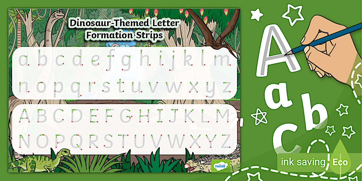 Dinosaur-Themed Letter Formation Strips