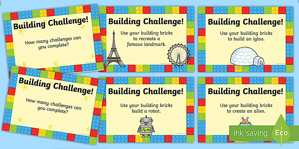 Editable Building Brick Challenge Cards (teacher made)