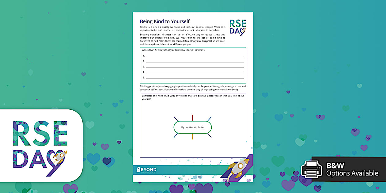 FREE! - KS3 Being Kind to Yourself Worksheet | Beyond