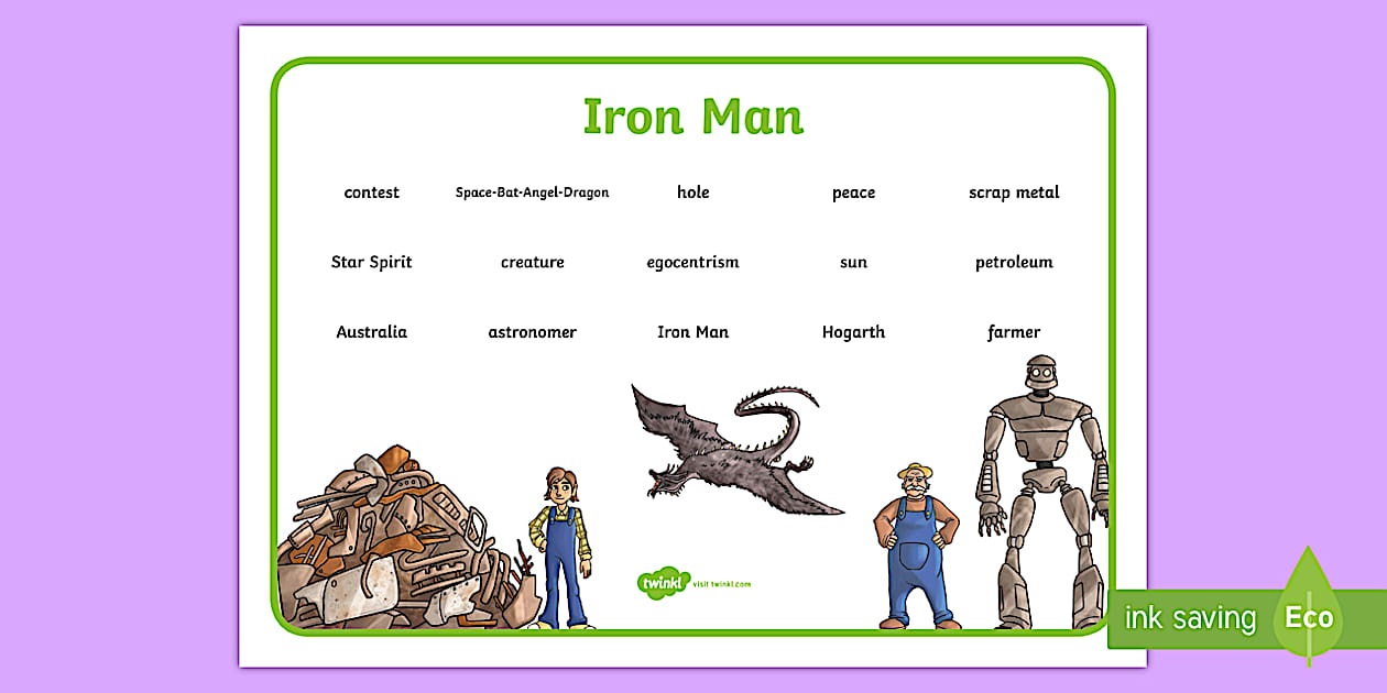 Editable The Iron Man Word Mat (teacher made) - Twinkl
