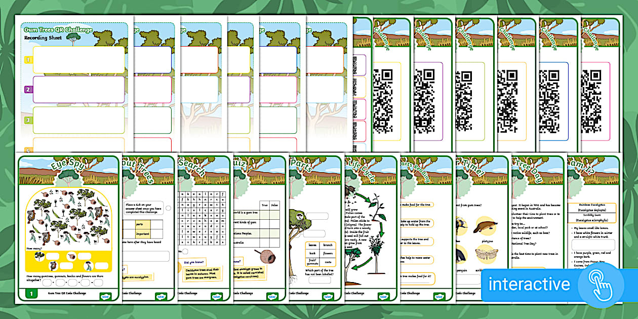 Gum Trees QR Code Challenge (teacher made) - Twinkl
