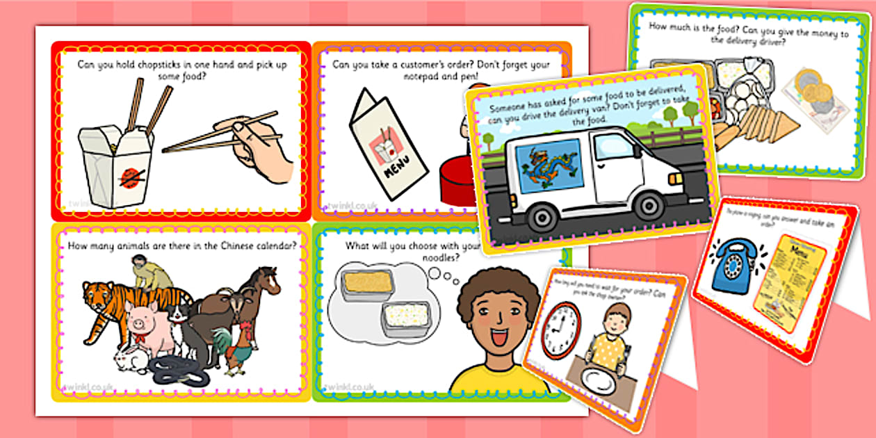 Editable Chinese Takeaway Challenge Cards (teacher made)