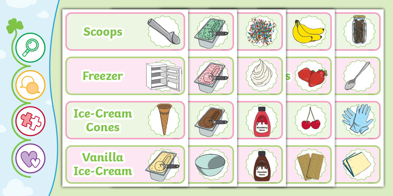 The Ice-Cream Shop Role-Play Word Cards (teacher made)