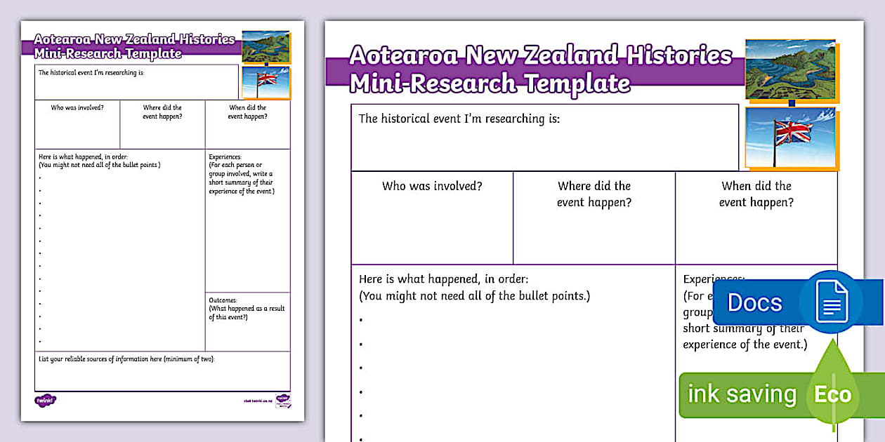 * NEW * Mini-Research Template (Year 4-6 ANZH)