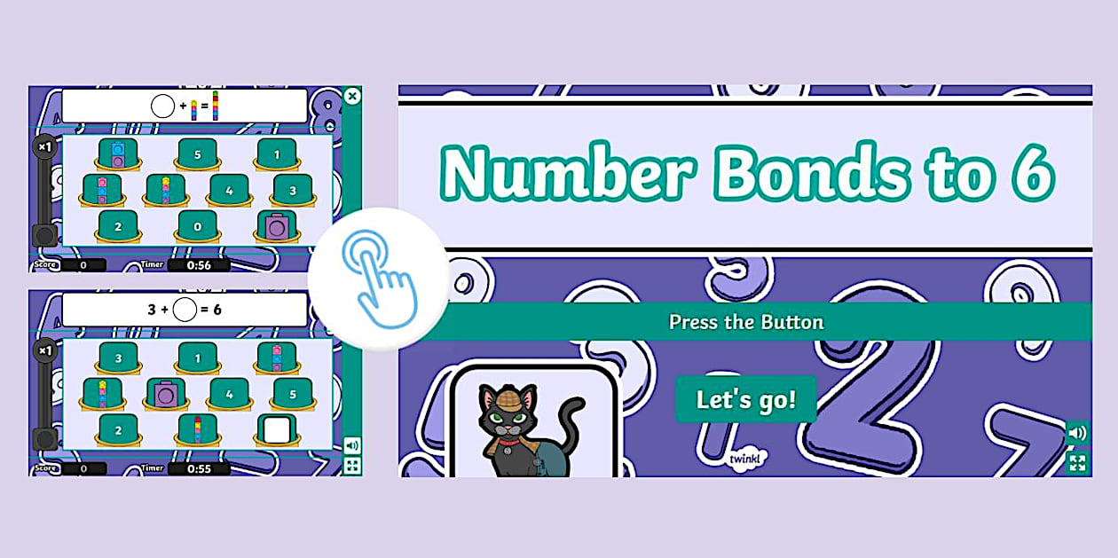 👉 Number Bonds to 6 EYFS Press the Button Maths Game