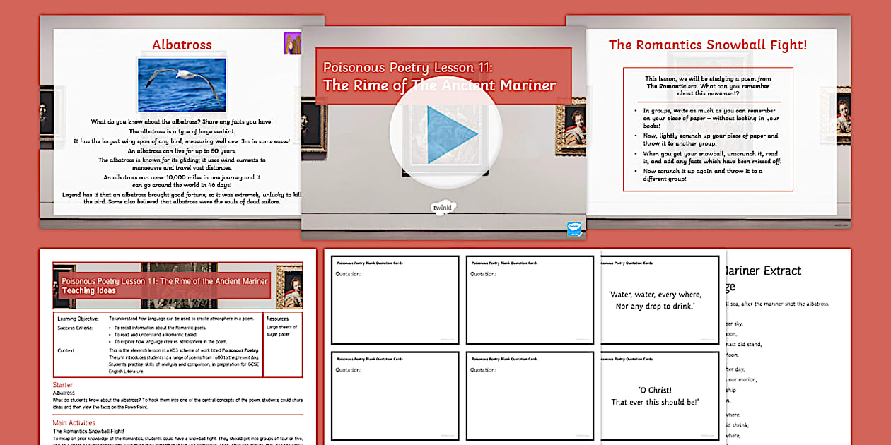 Poisonous Poetry Lesson 11: The Rime of the Ancient Mariner Lesson Pack