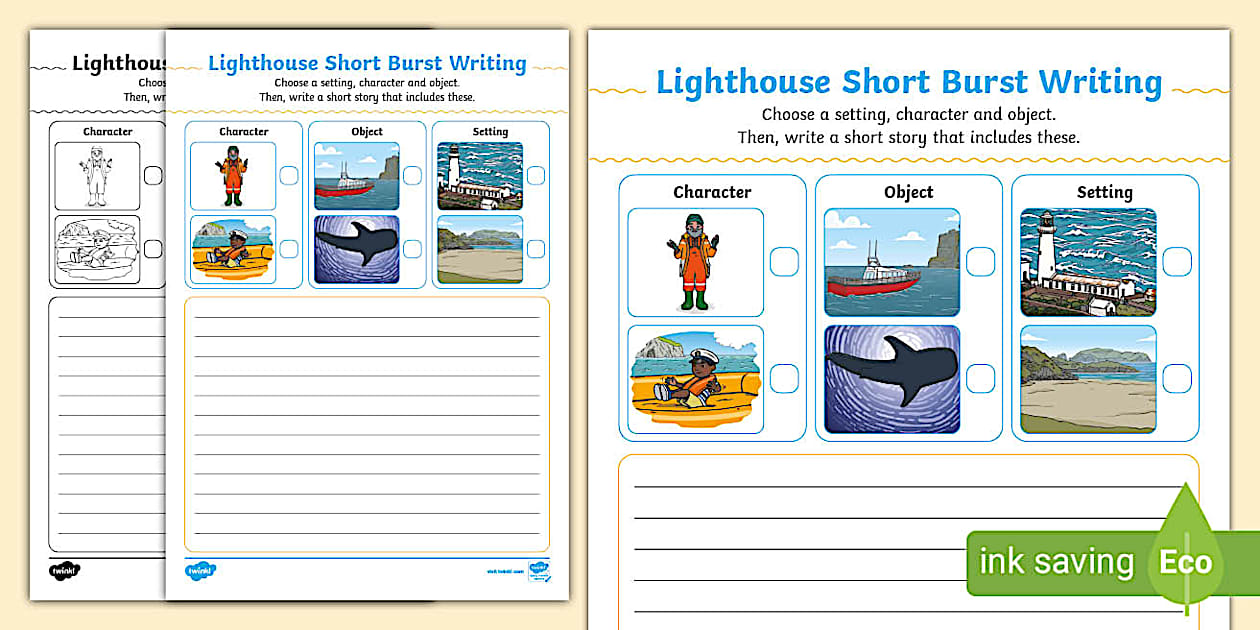 Lighthouse Short Burst Writing Template - Twinkl
