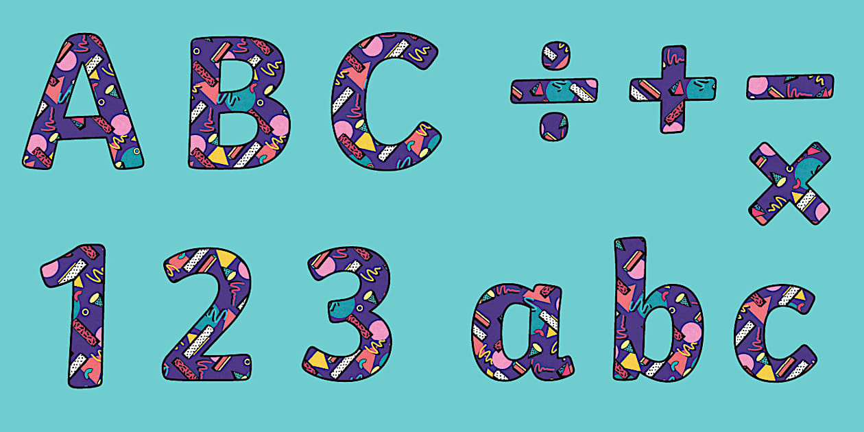 90s Theme Bulletin Board Letters and Numbers (teacher made)