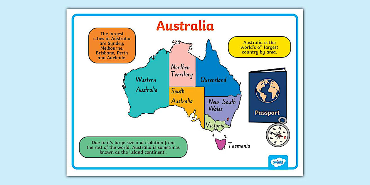 Australia Map Display Poster