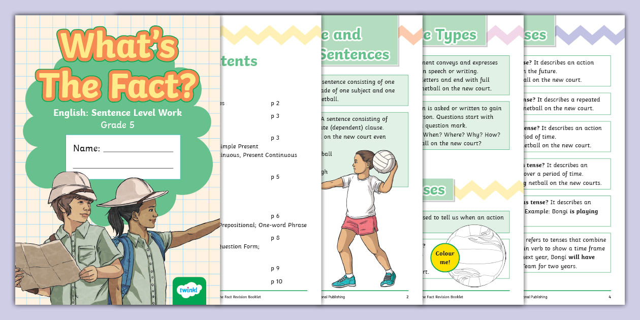 Grade 5 English Revision Booklet {Sentence Level} - Twinkl