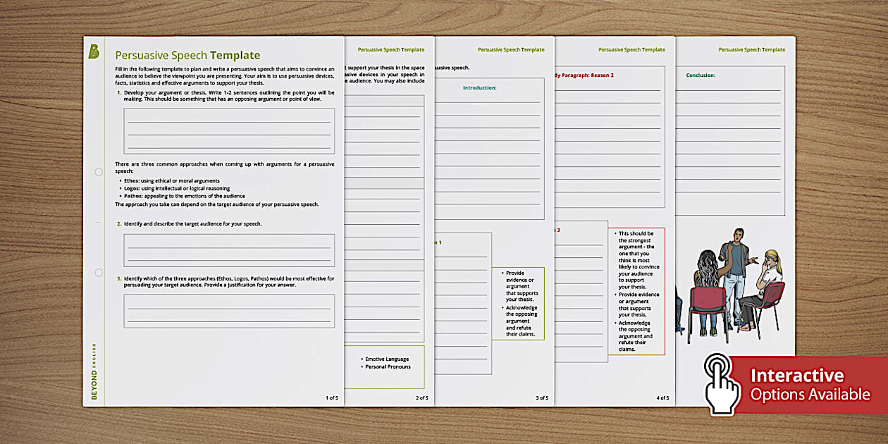 Oracy: Persuasive Speech Template (teacher made) - Twinkl