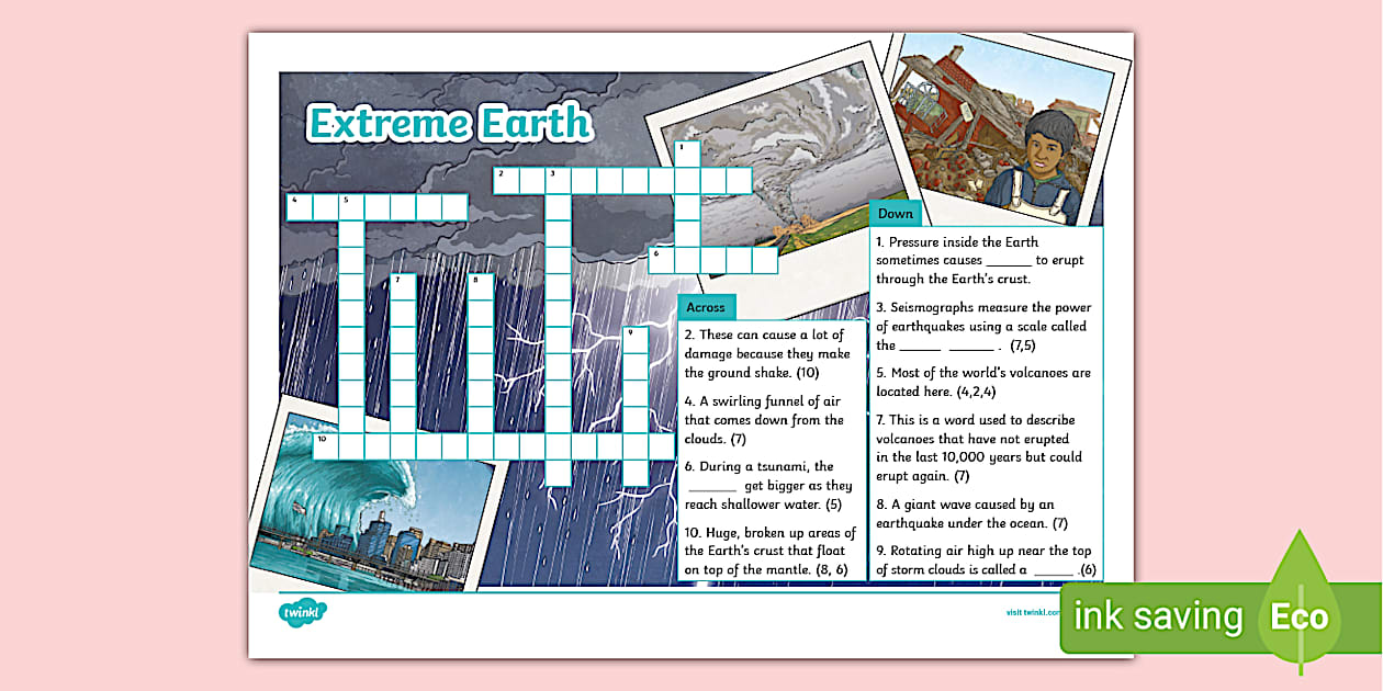 Extreme Earth Crossword - Geography - KS2 - Twinkl