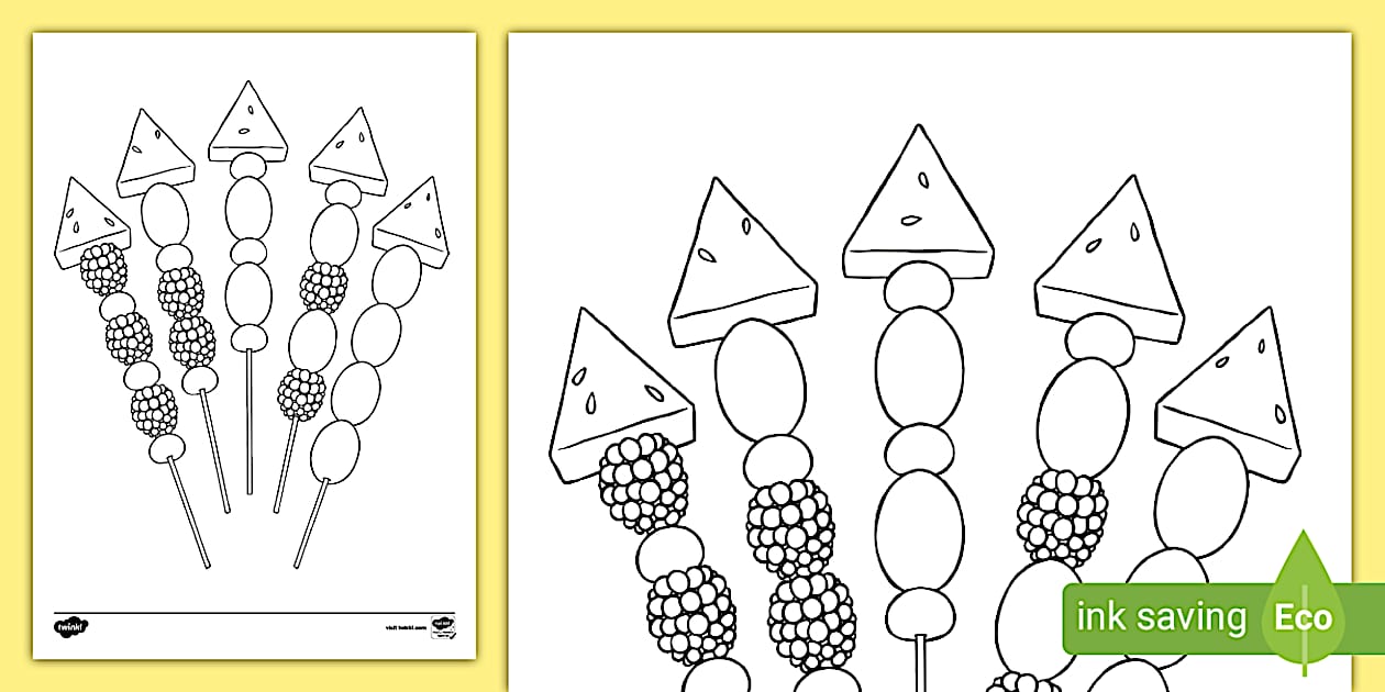 Fruit Kebab Colouring (teacher made) - Twinkl