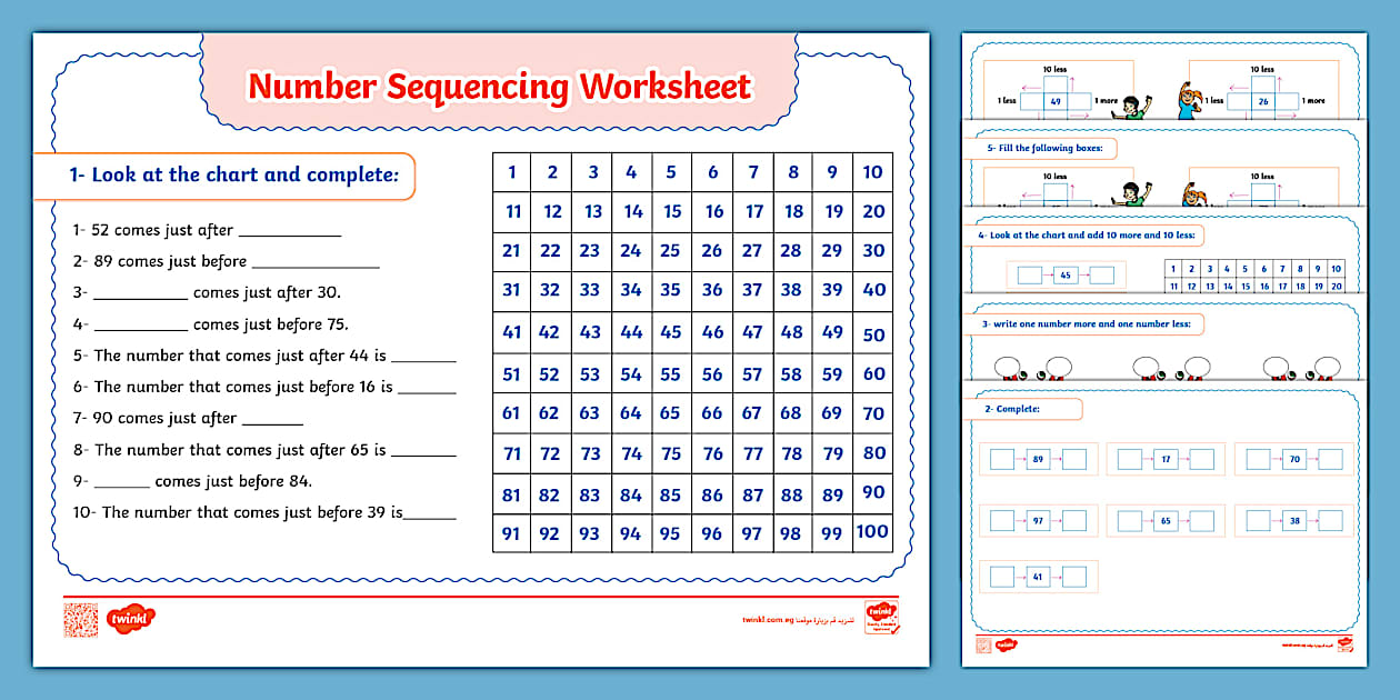 Number Sequencing Worksheet (teacher made) - Twinkl