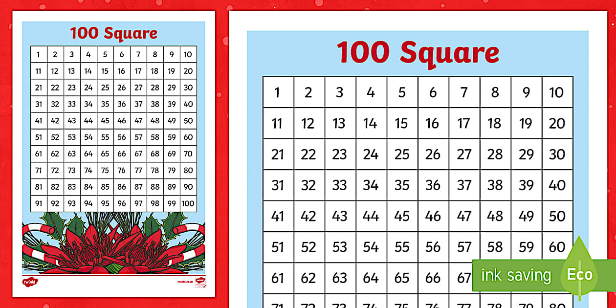 Christmas Themed 100 Number Square - PS1 (Teacher-Made)