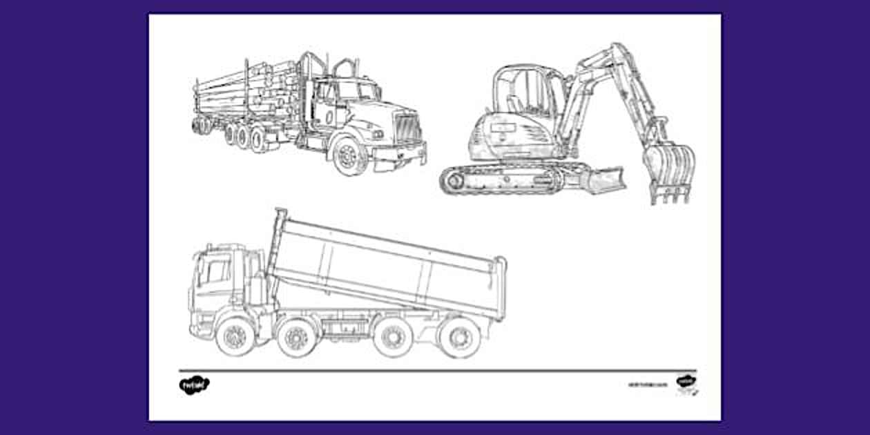 Construction Vehicles Colouring Page | Colouring Sheets