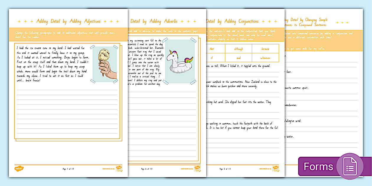 Adding Detail to Writing - Summer Writing NZ (teacher made)