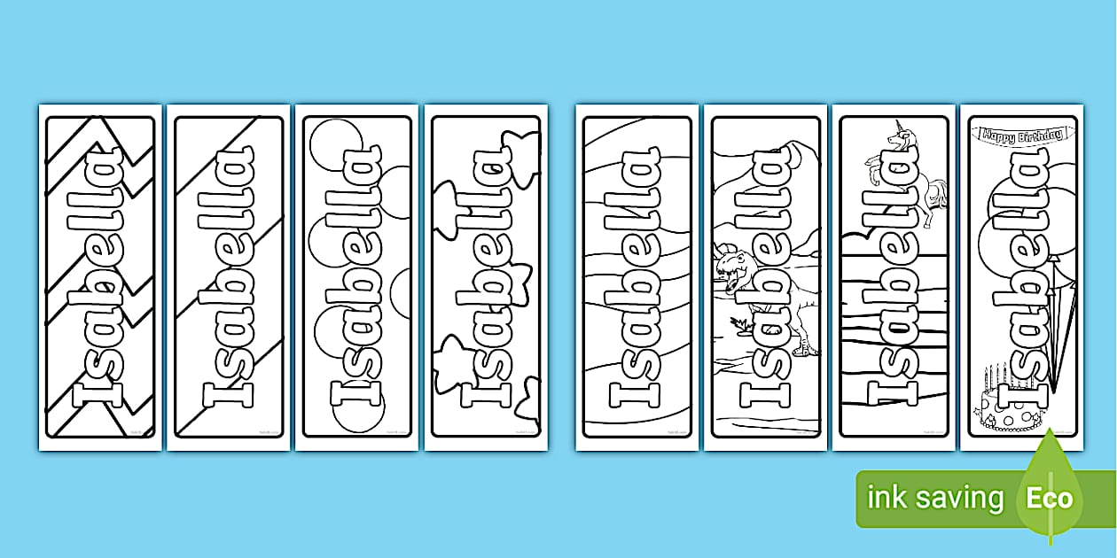 Isabella Name Simple Colouring Bookmarks | Twinkl | KS1