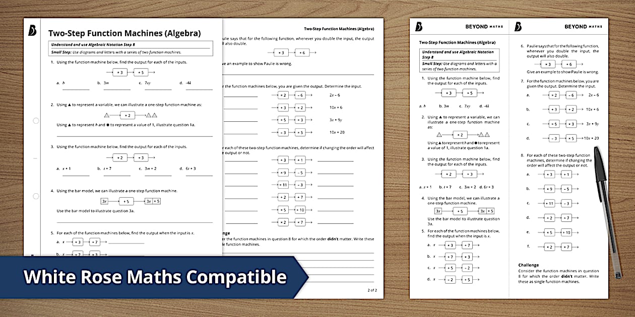 👉 White Rose Maths Step 8: Two Step Function Machines Worksheet