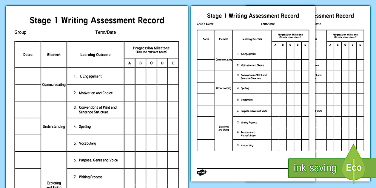 Editable New Language Curriculum Infants Writing Assessment Tracker