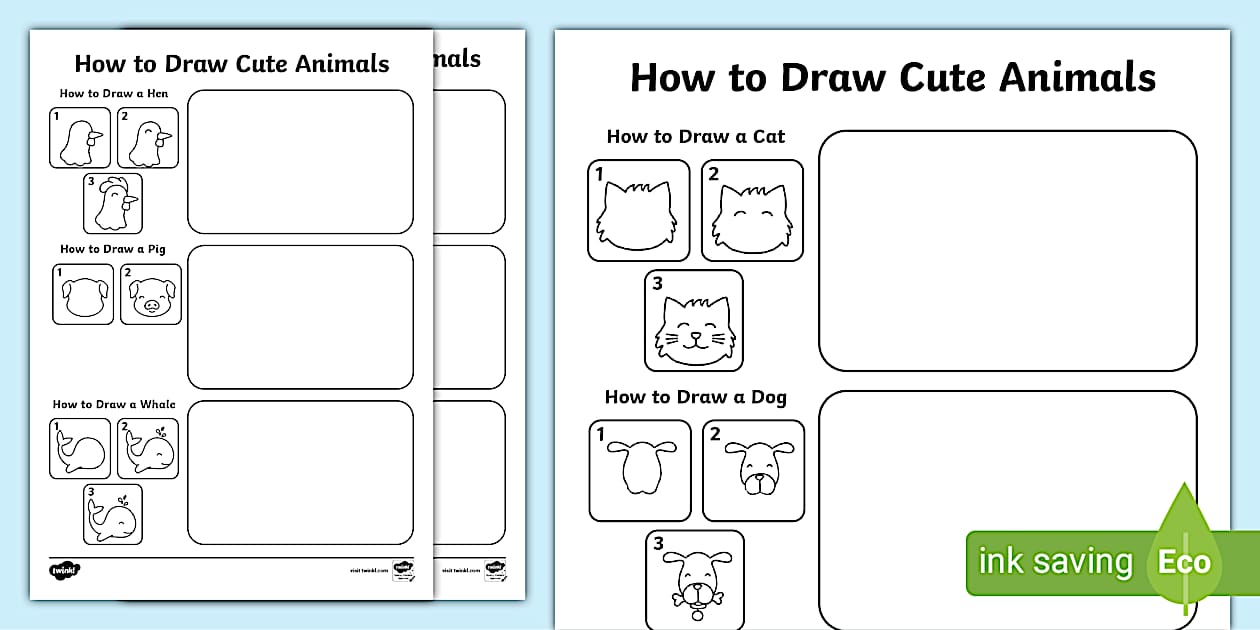 How to Draw Cute Animals in Easy Steps (teacher made)
