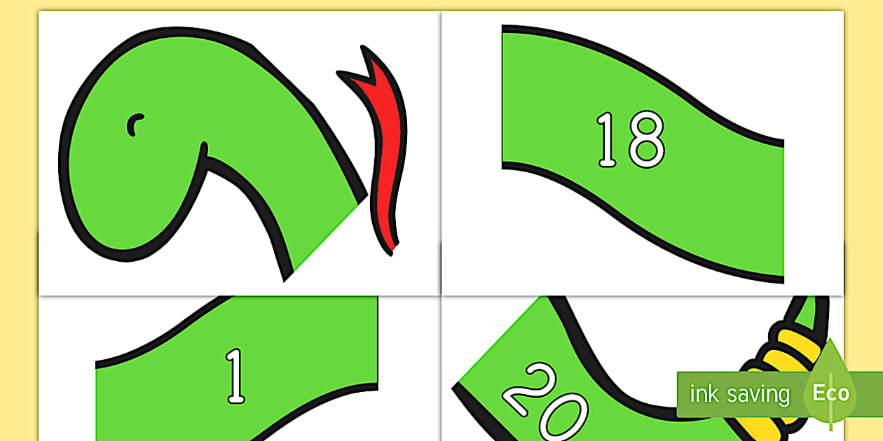 Numbers 0-20 on Counting Snake Cutouts - Twinkl