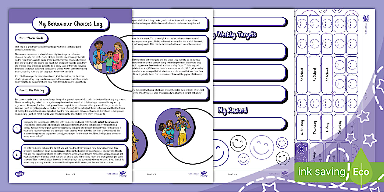 My Behaviour Choices Log (teacher made) - Twinkl