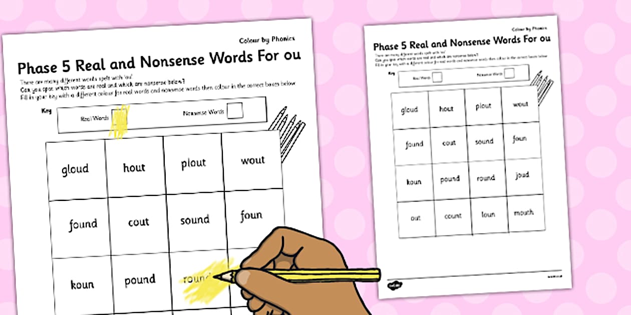 ‘ou’ Words phonics worksheet (teacher made) - Twinkl