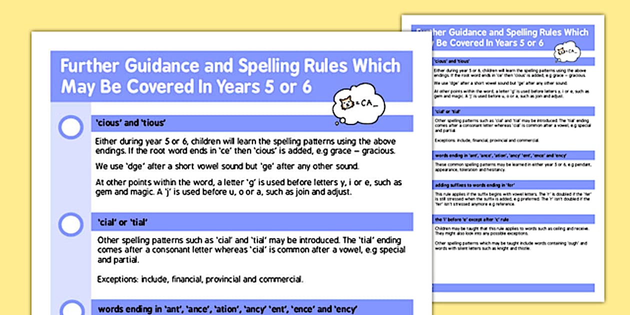 Parent Guidance for Spelling in Year 5 6 (teacher made)