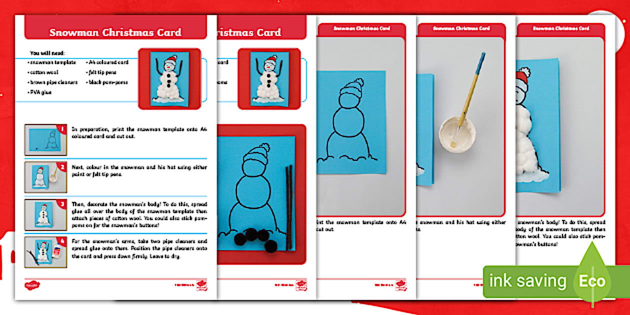 Snowman Christmas Card Template & Craft Instructions