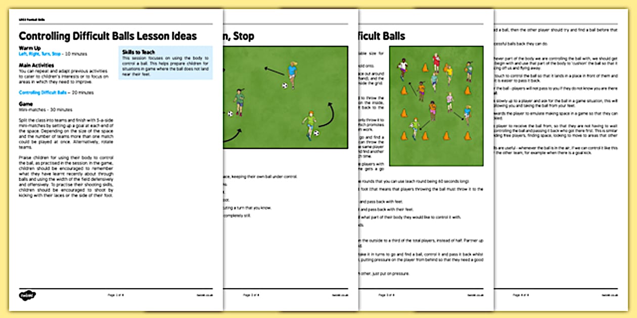 Football Skills 8 Controlling Difficult Balls Lesson Pack