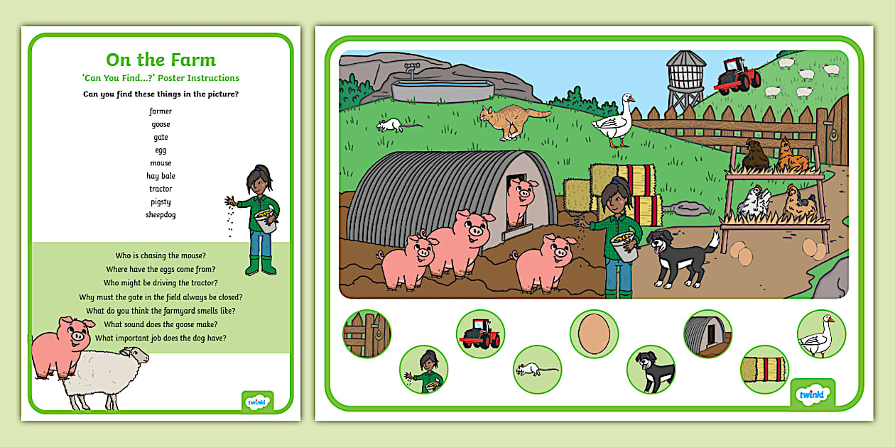 EYFS On the Farm Can You Find..? Poster and Prompt Card Pack